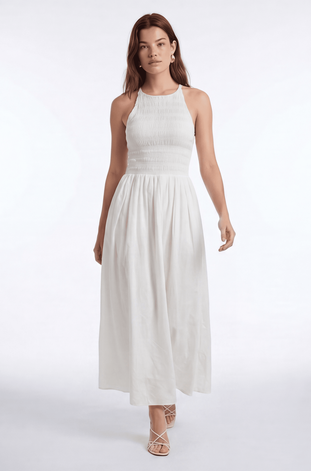 ROBE SMOCKEE - CANOPEE - BLANC – kookai